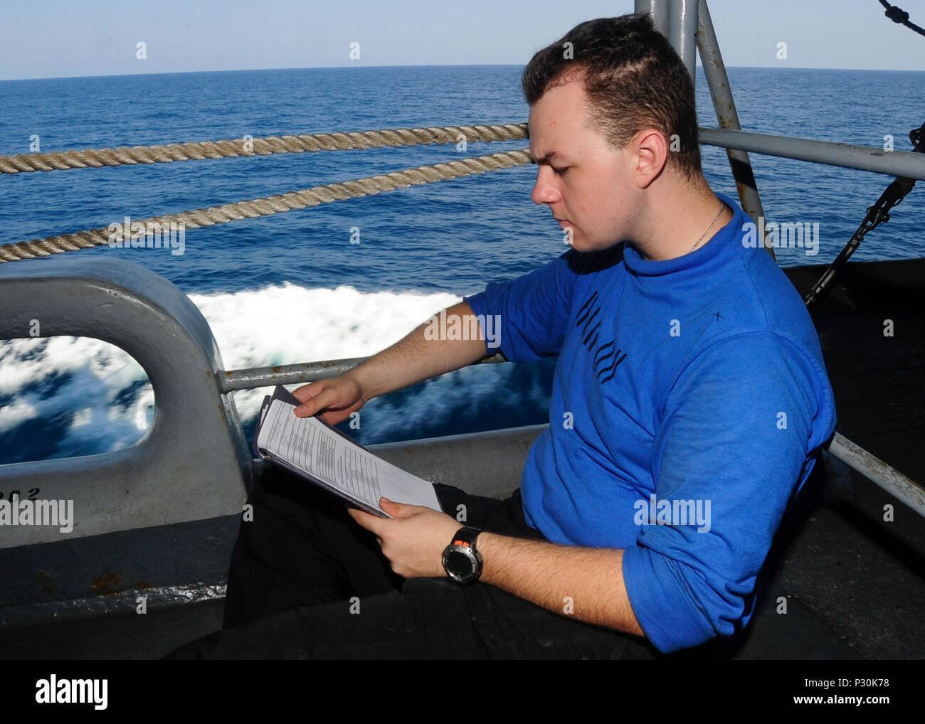 160815-N-TR801-468 ATLANTIC OCEAN (Aug. 15, 2016) Airman Jesse Langer ...