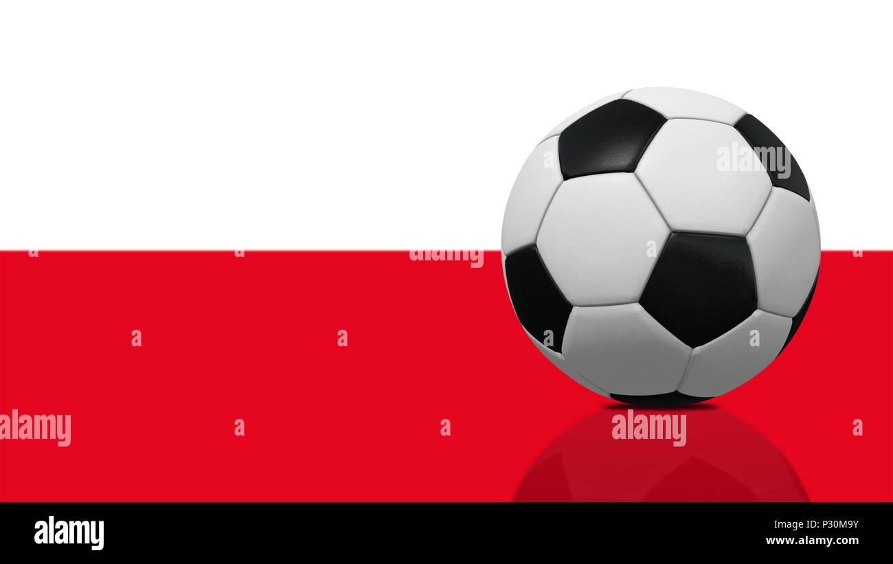 Realistic soccer ball on Poland flag background Stock Photo - Alamy