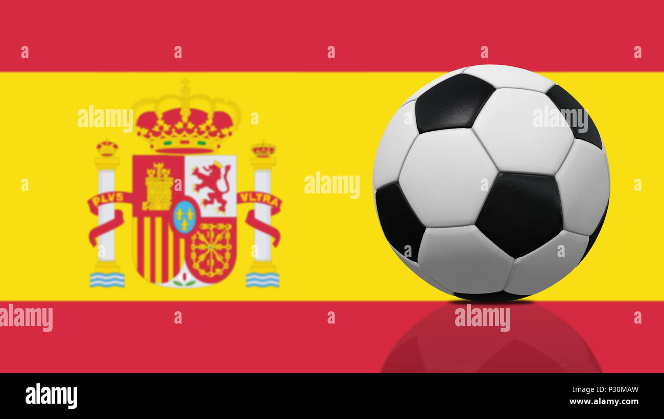 Realistic soccer ball on Spain flag background Stock Photo - Alamy