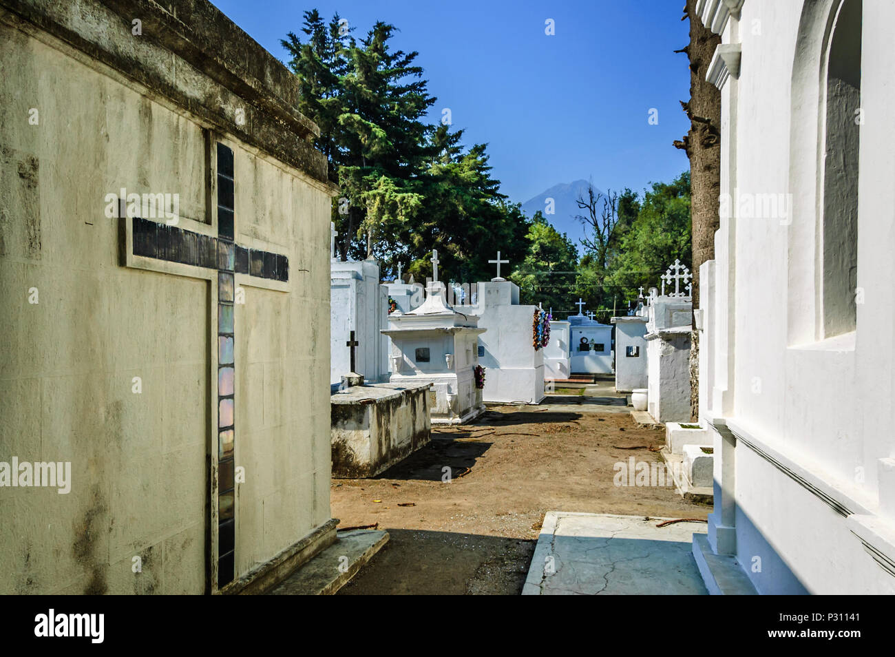 San Lazaro Cemetery, Antigua, Guatemala - May 6, 2012: View through ...