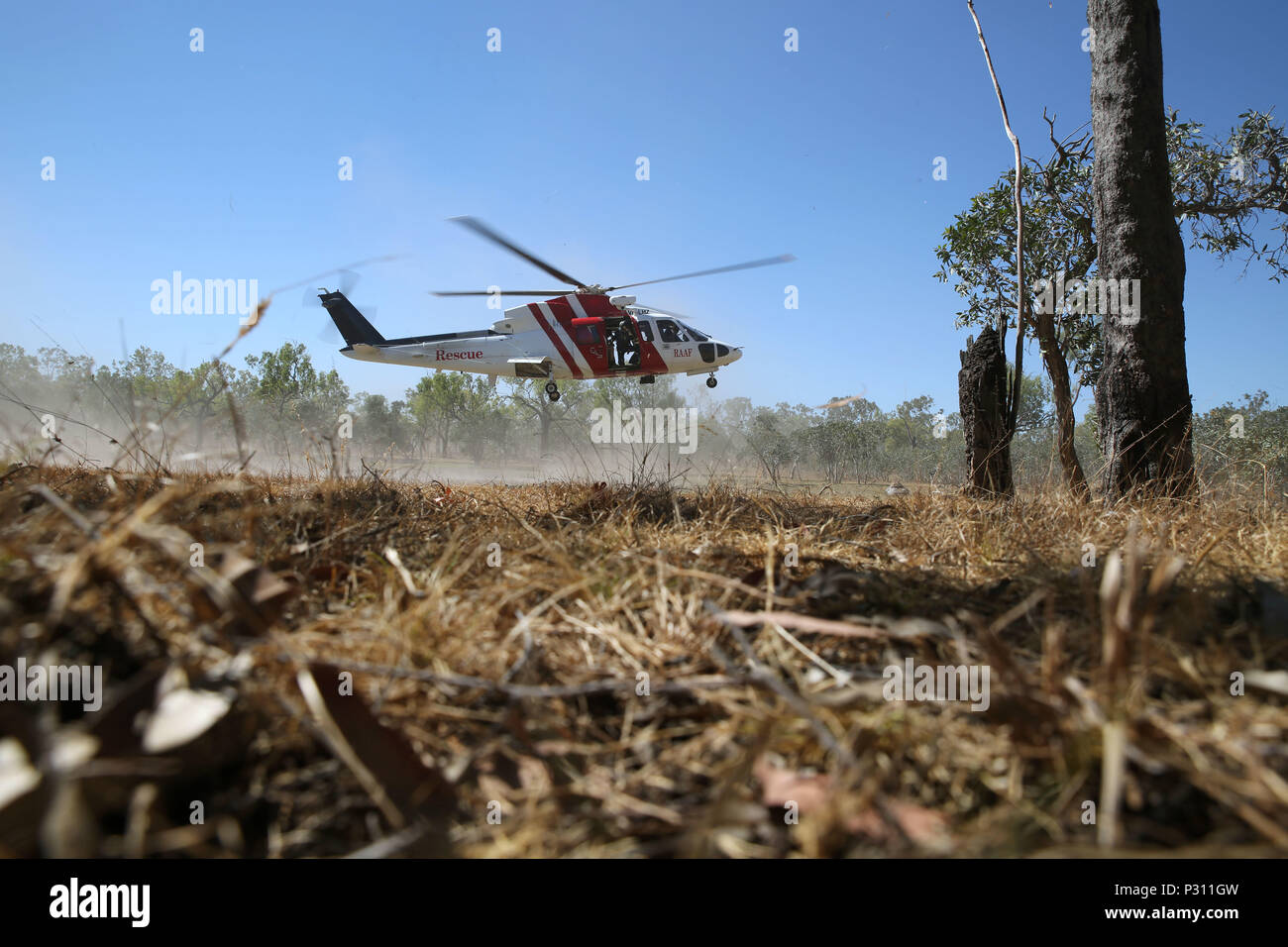 A Sikorsky S76A++ Search and Rescue helicopter hovers during SAR ...