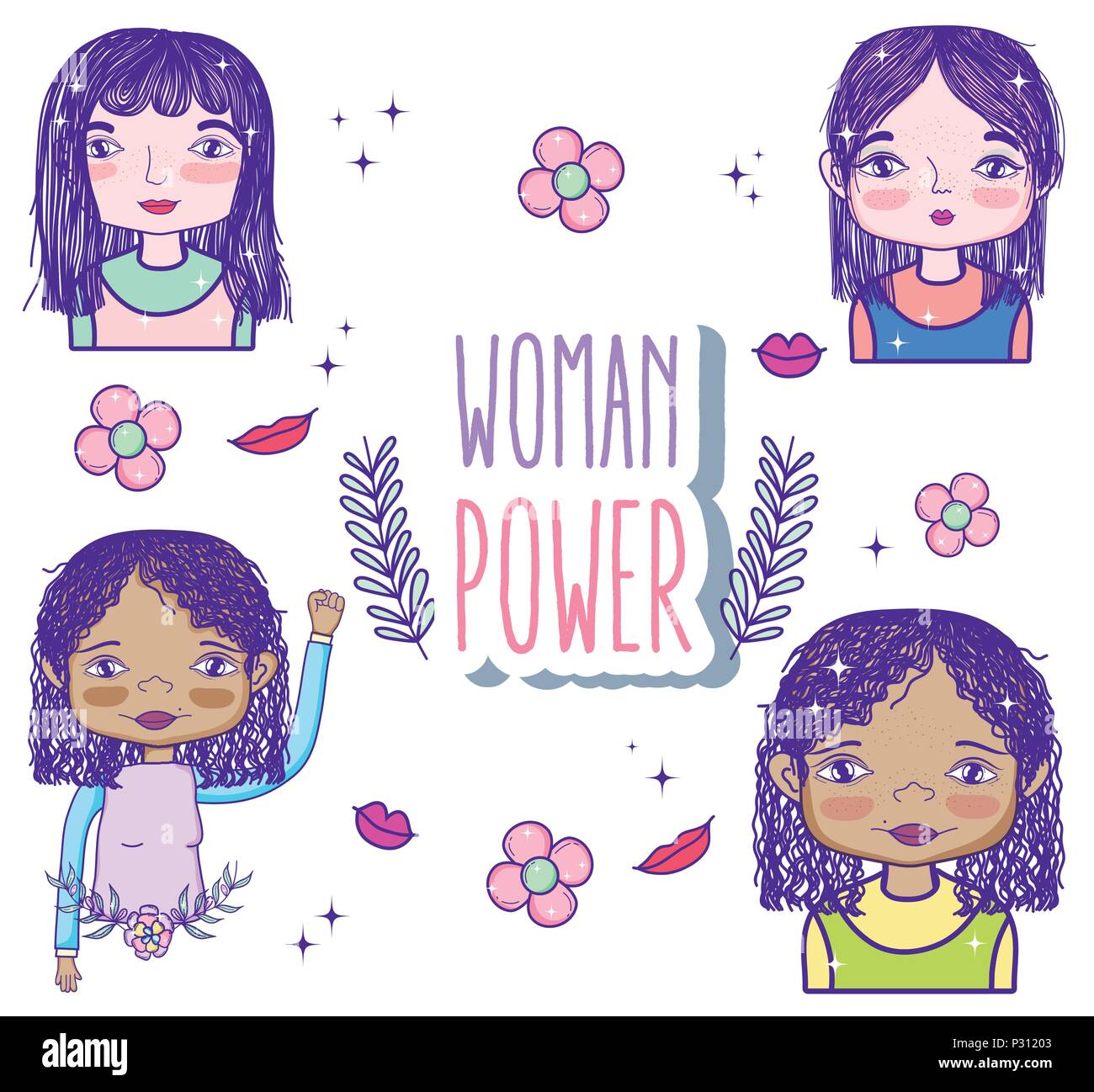 Woman power girl cartoon Stock Vector Image & Art - Alamy