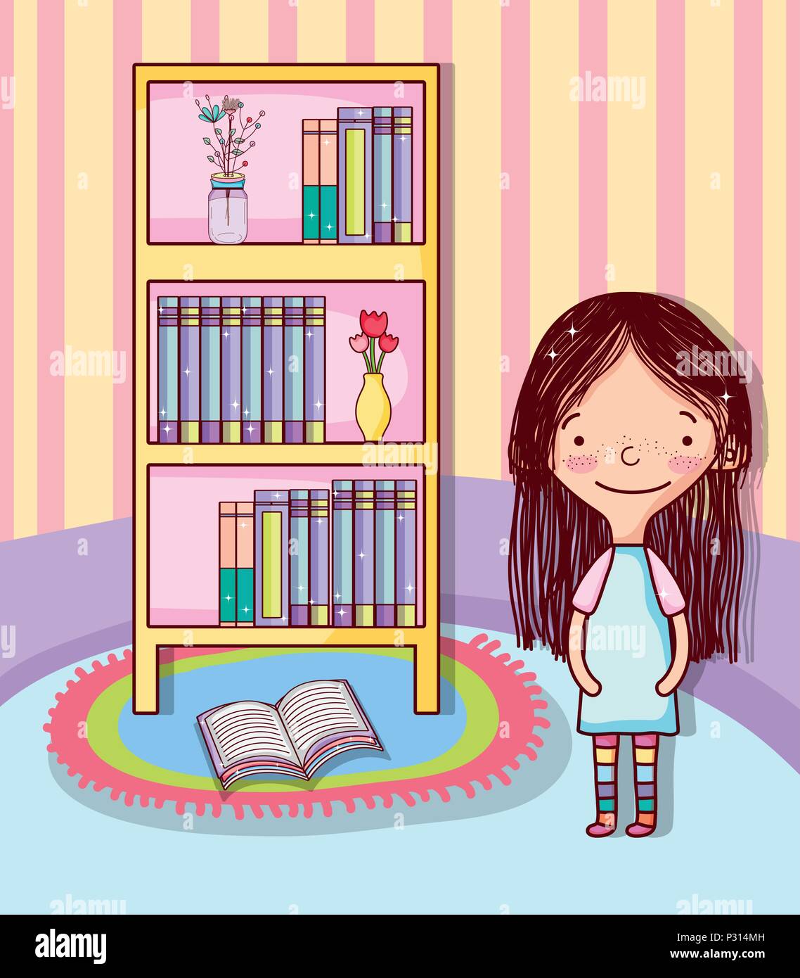 Girl with books cartoons Stock Vector Image & Art - Alamy