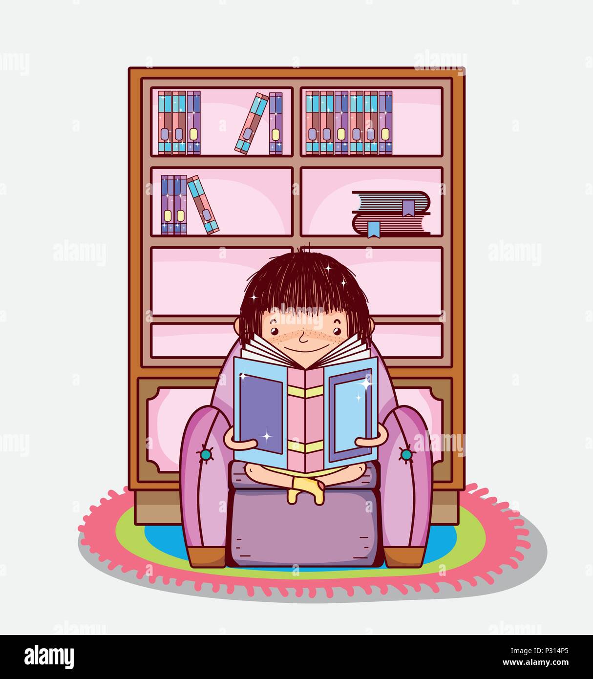 Girl with books cartoons Stock Vector Image & Art - Alamy