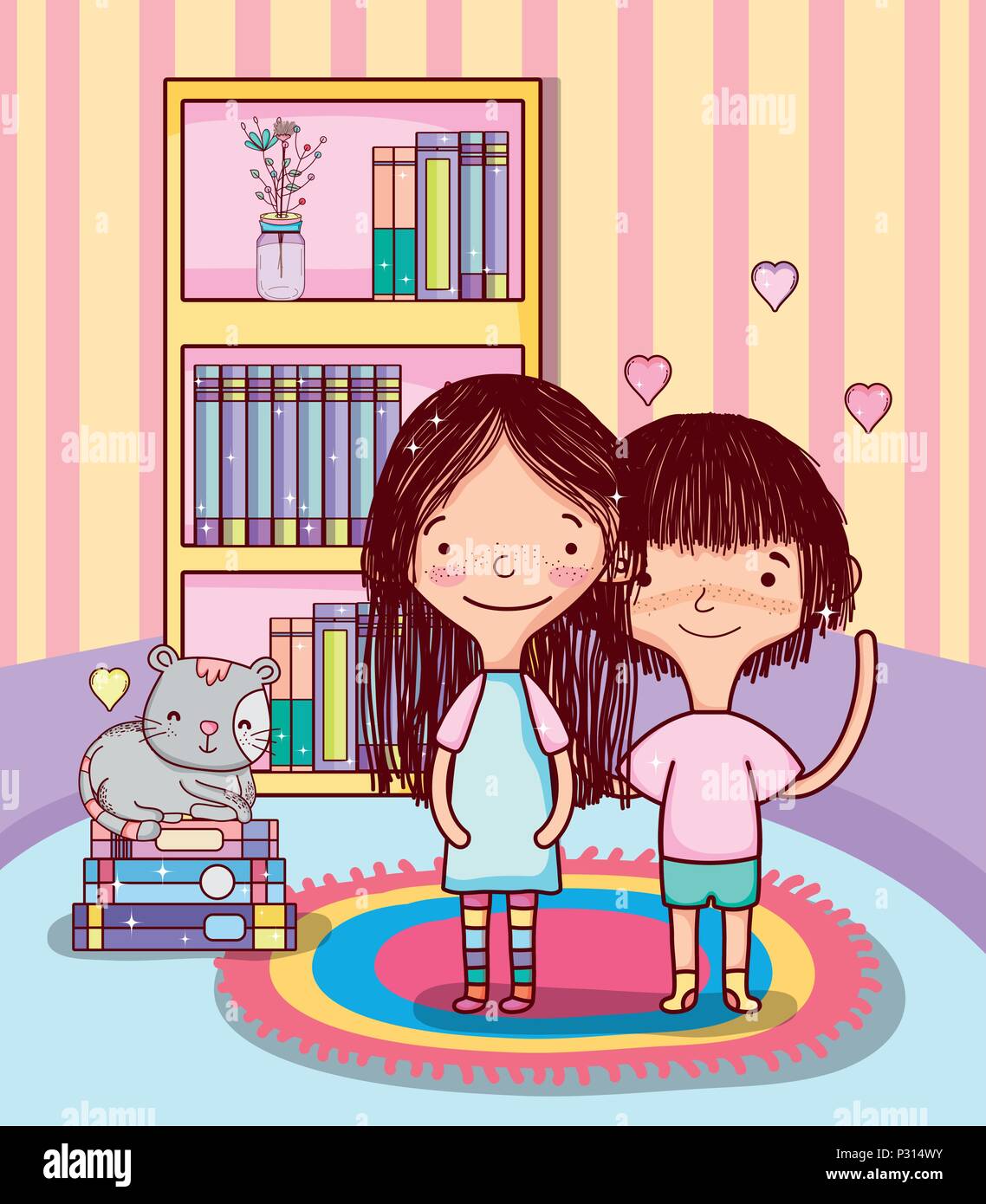 Girl with books cartoons Stock Vector Image & Art - Alamy