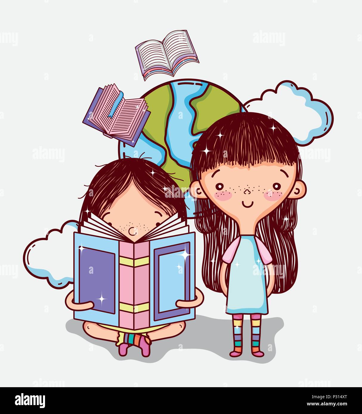 Teacher read kindergarten class story Stock Vector Images - Alamy