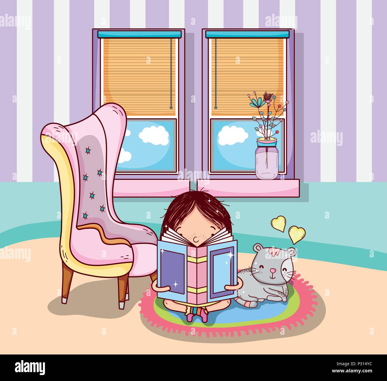 Teacher read kindergarten class story Stock Vector Images - Alamy