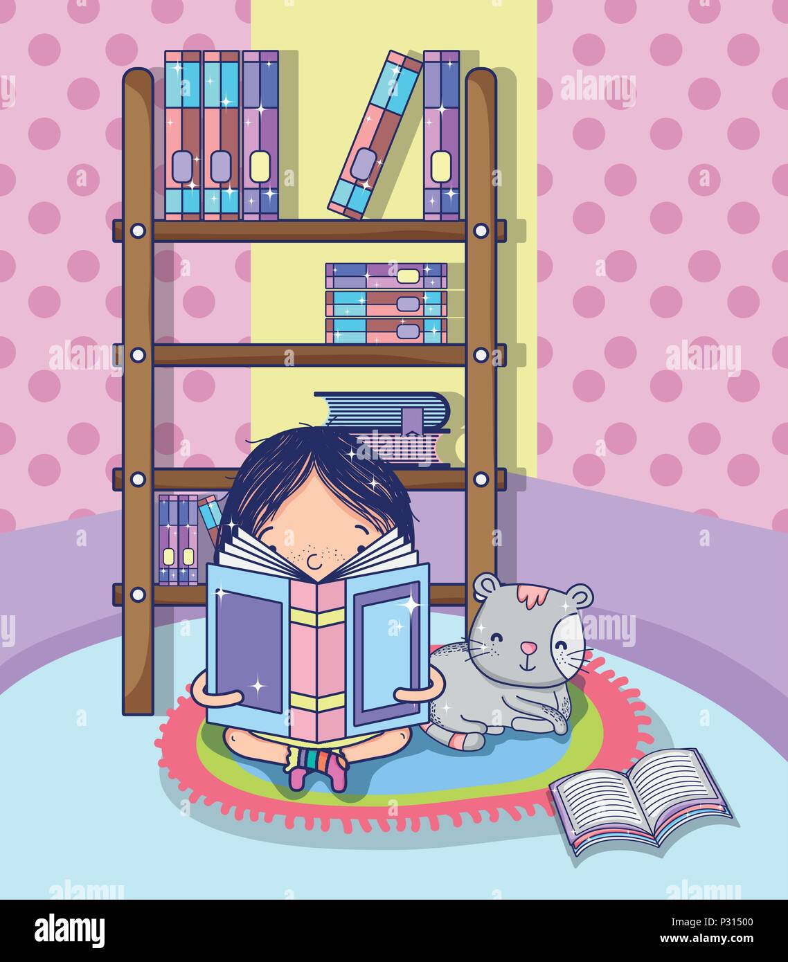 Teacher read kindergarten class story Stock Vector Images - Alamy