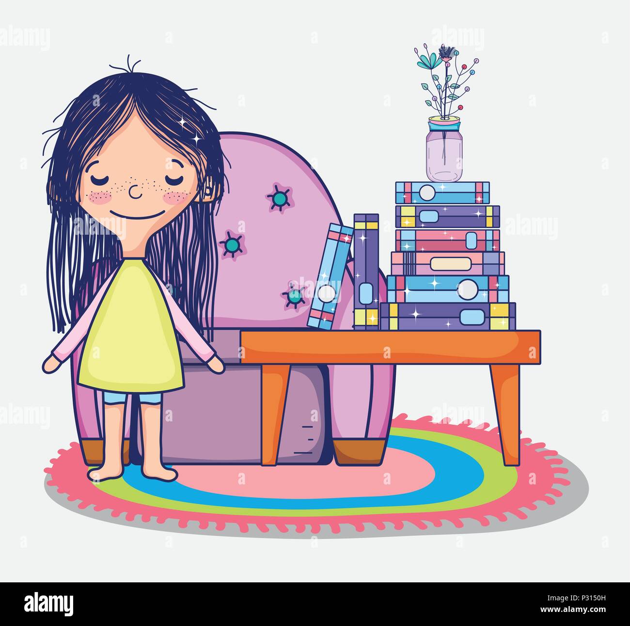 Girl with books cartoons Stock Vector Image & Art - Alamy