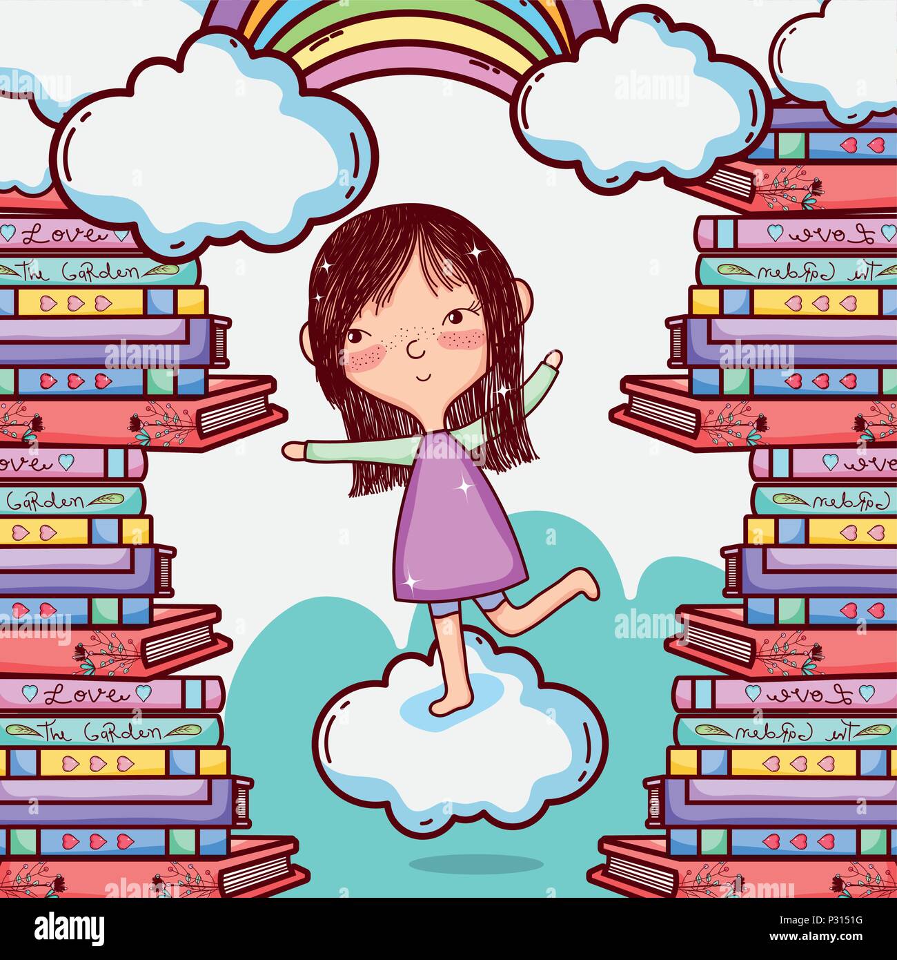 Girl student inside school Stock Vector Images - Alamy