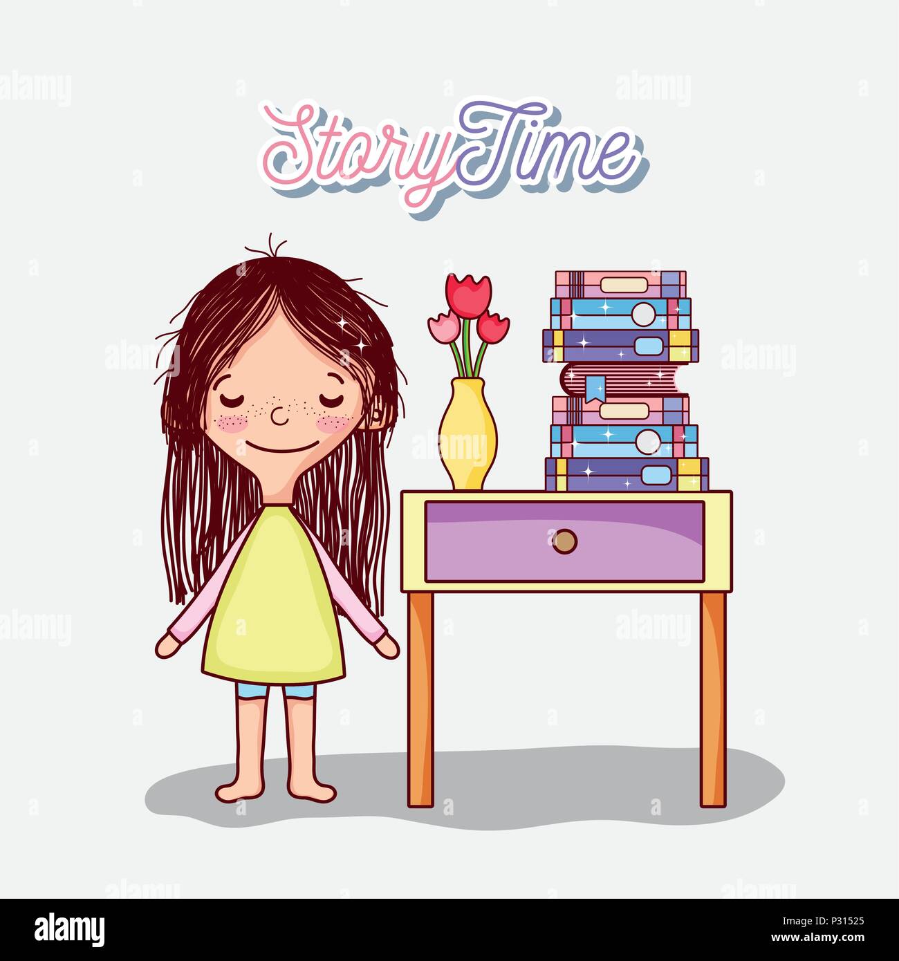 Girl with books cartoons Stock Vector Image & Art - Alamy