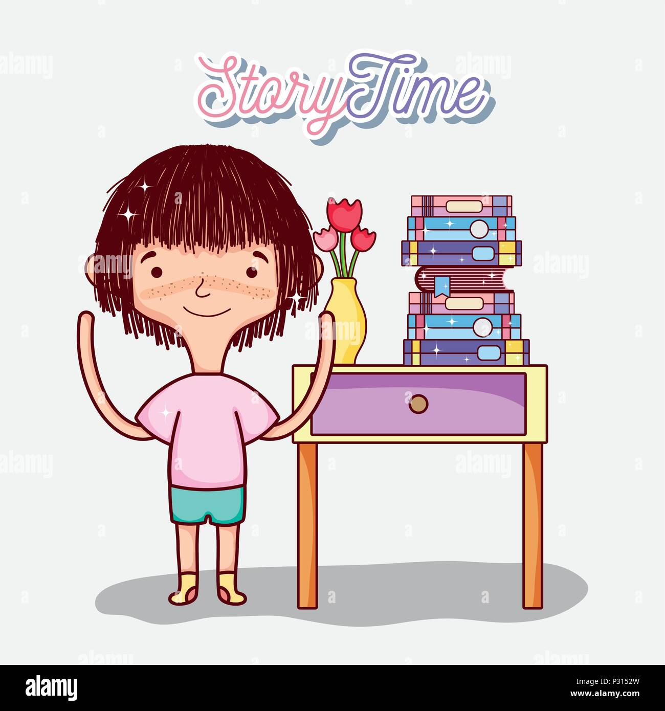 Girl with books cartoons Stock Vector Image & Art - Alamy