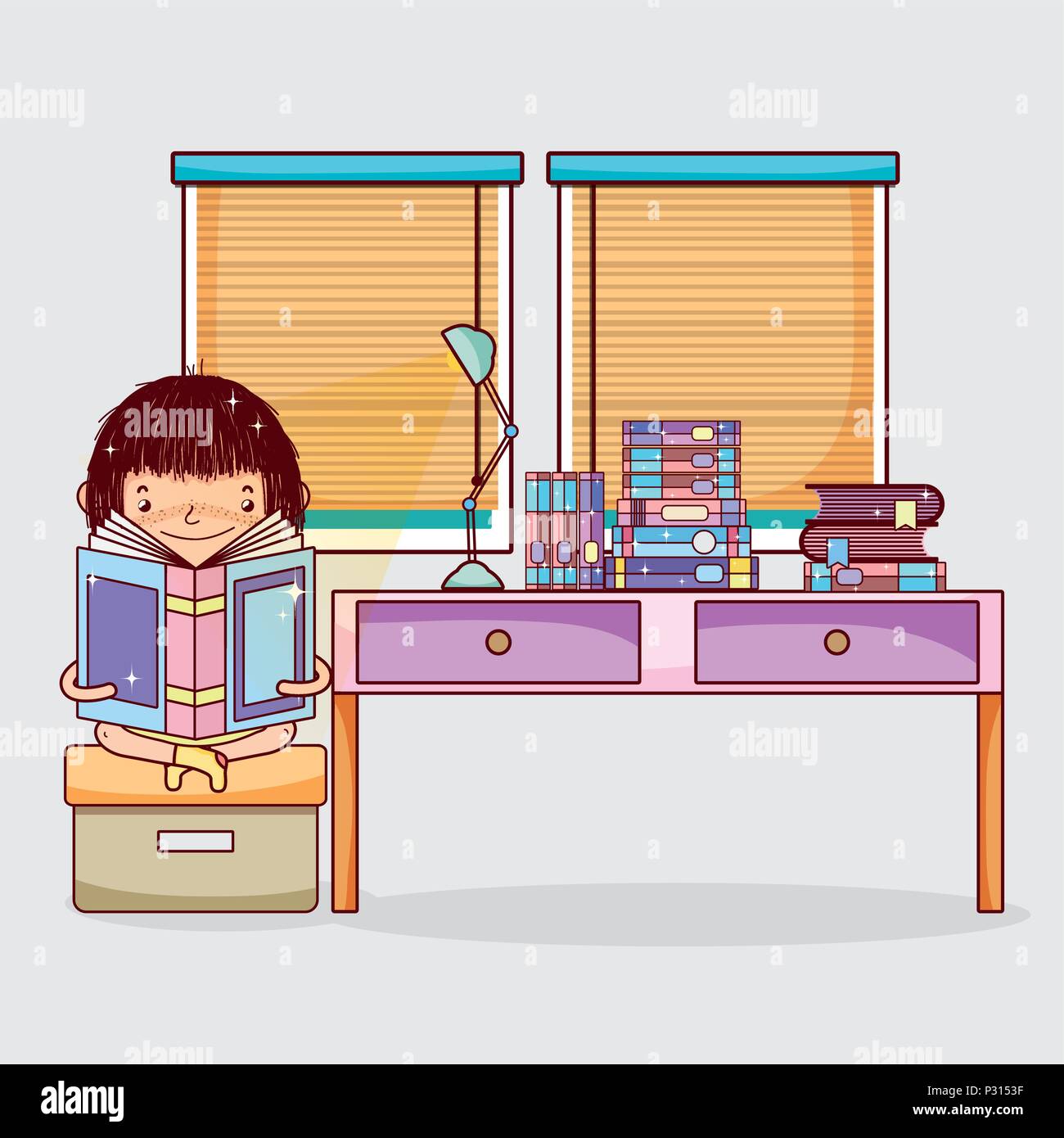 Teacher read kindergarten class story Stock Vector Images - Alamy