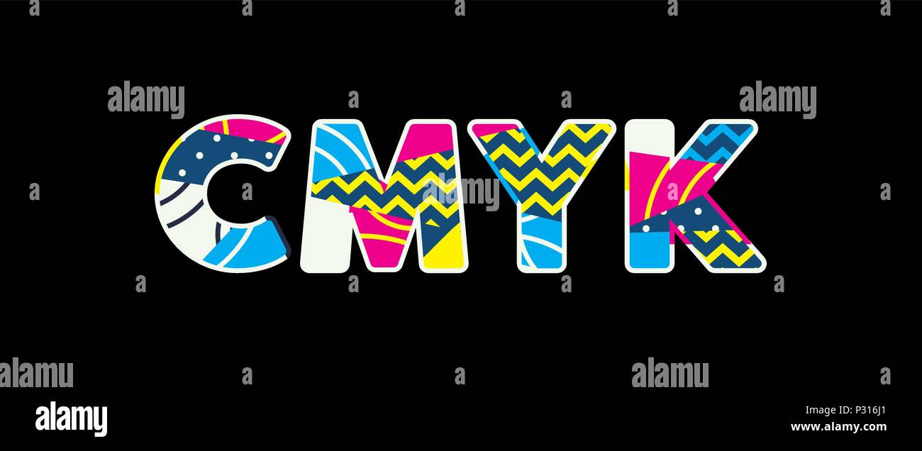 The word CMYK concept written in colorful abstract typography. Vector ...