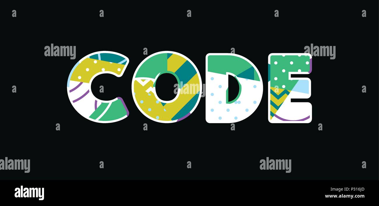 The word CODE concept written in colorful abstract typography. Vector ...