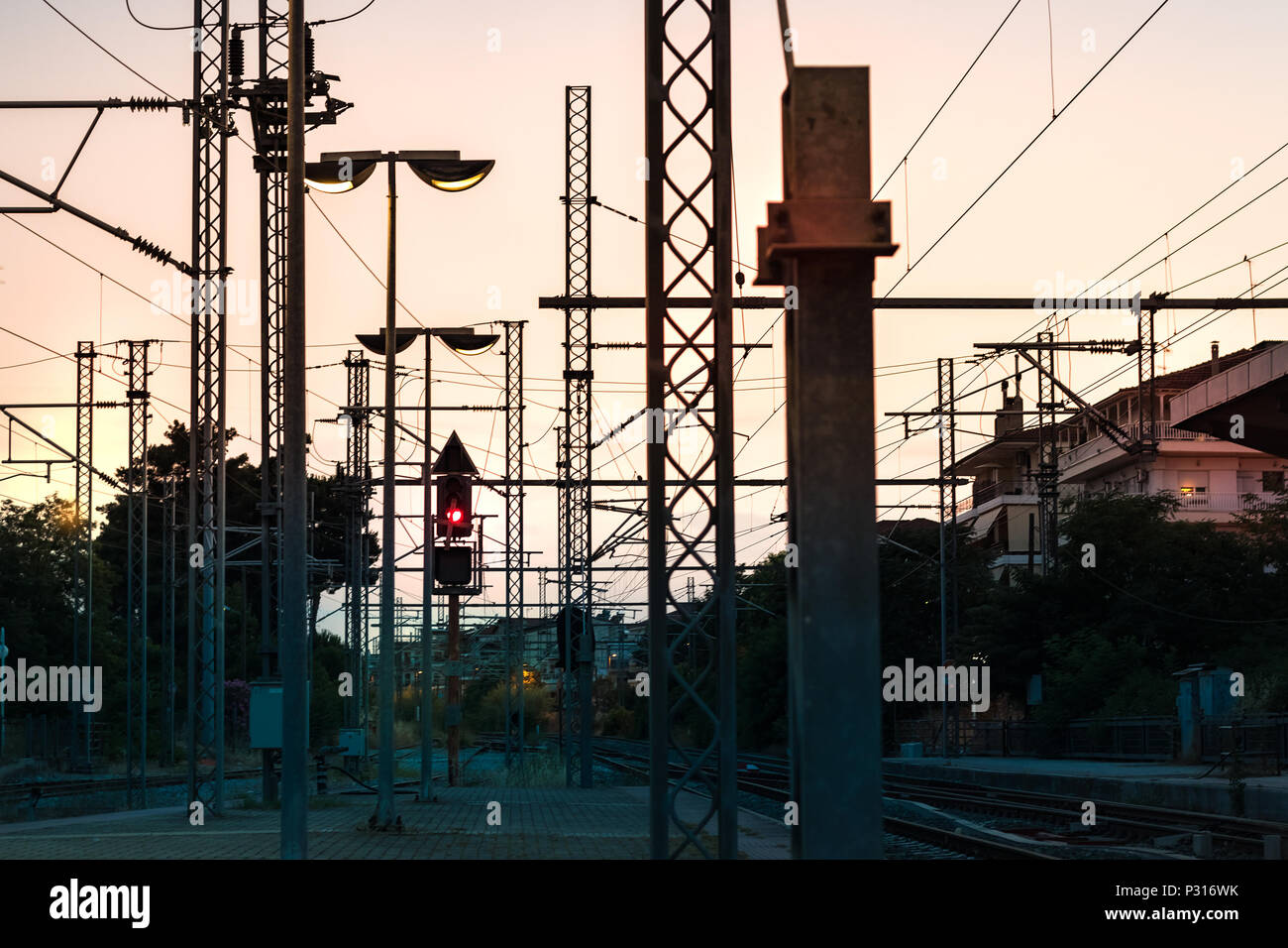 Train electric towers wires hi-res stock photography and images - Alamy