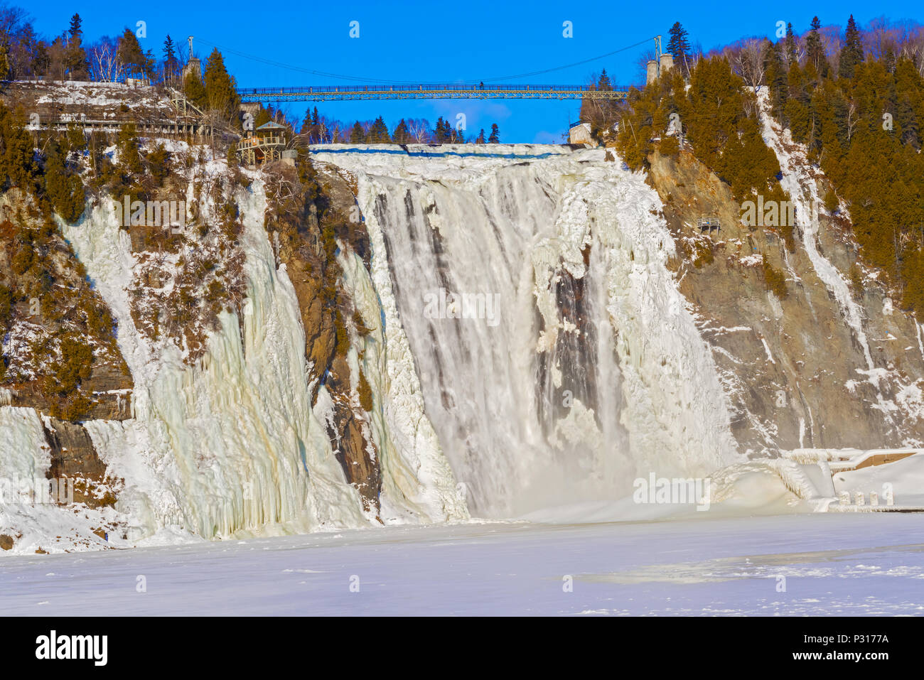 The Montmorency Falls is a large waterfall on the Montmorency River in ...