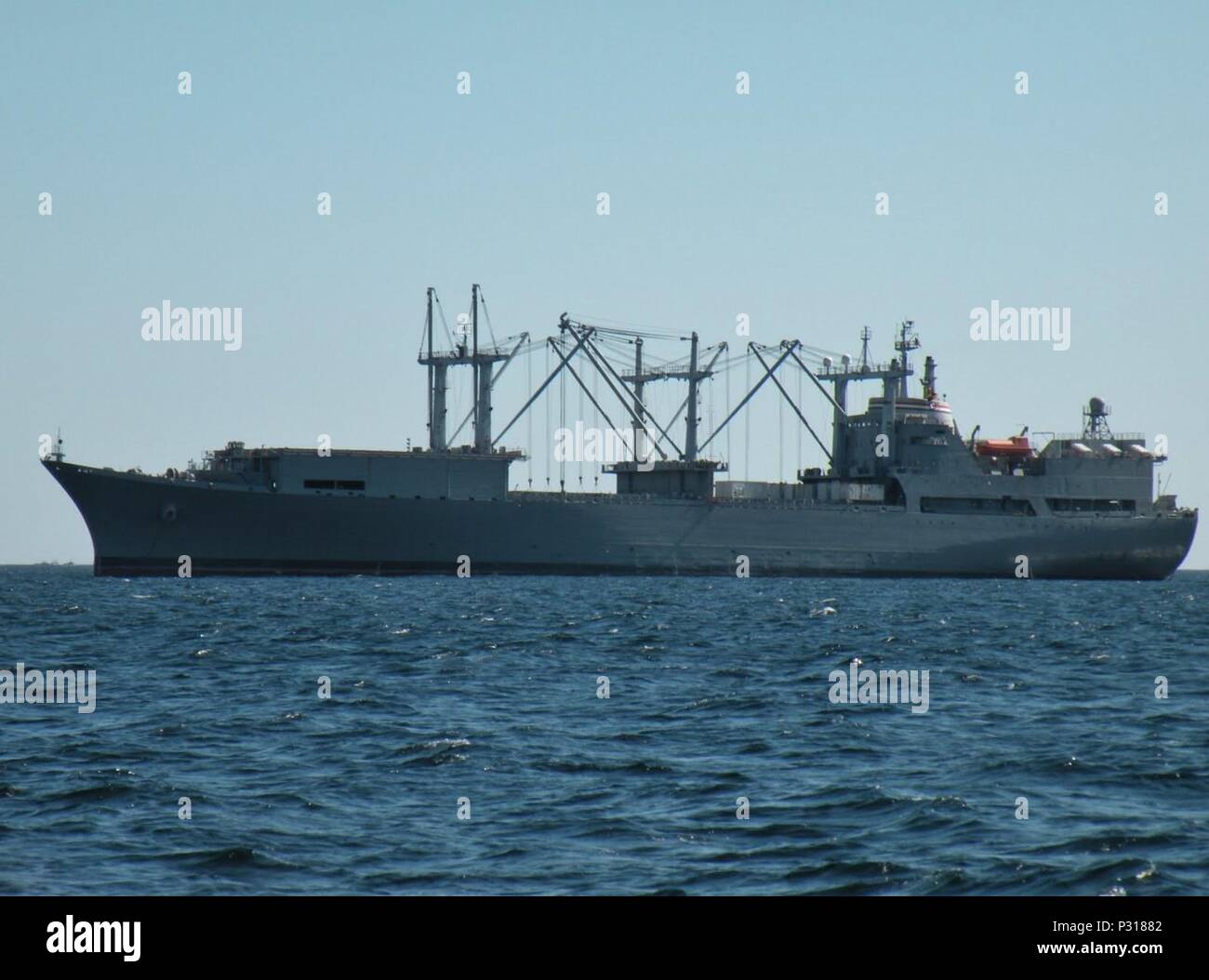 The aviation logistics support ship SS Wright (T-AVB-3) is playing an ...