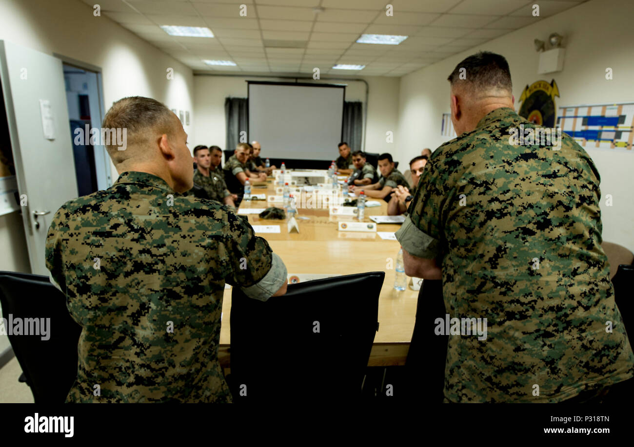 U.S. Marine Corps Maj. Gen. Neil Nelson, left, Marine Forces Europe and ...