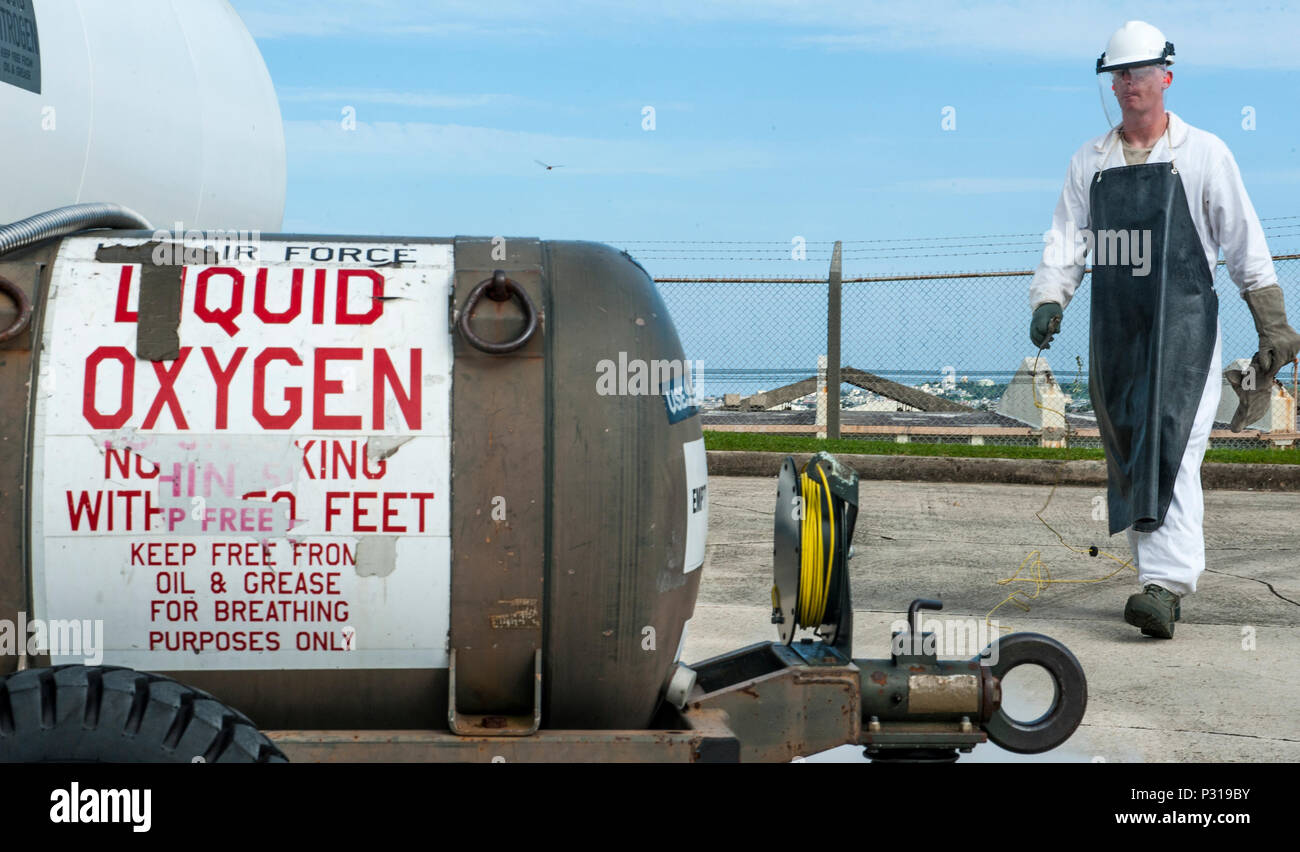 Senior Airman Michael DeBolt, a cryogenics technician with the 18th ...