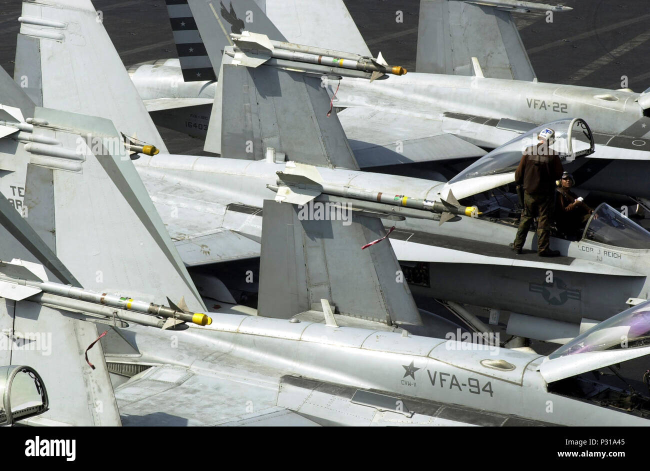 sea aboard USS Carl Vinson (Nov. 1, 2001) -- A plane captain from the ...