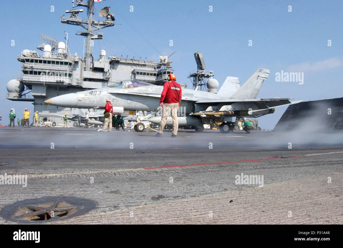 sea aboard USS Kitty Hawk (Nov, 2 2001) -- An F/A-18 Hornet from the ...
