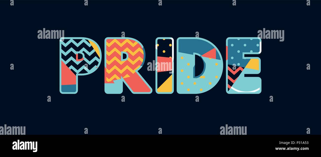 The word PRIDE concept written in colorful abstract typography. Vector ...