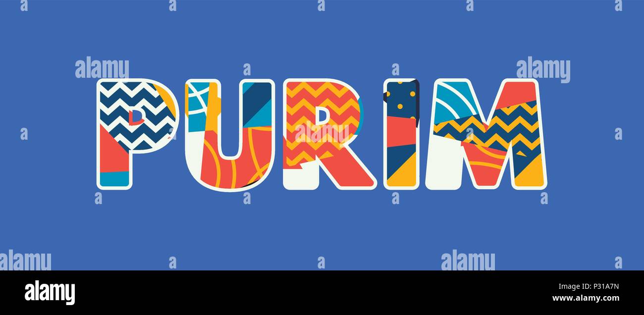 The word PURIM concept written in colorful abstract typography. Vector ...