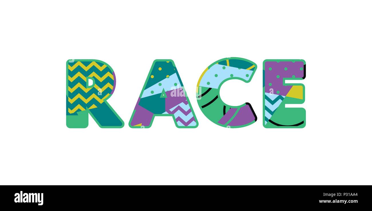 The word RACE concept written in colorful abstract typography. Vector ...