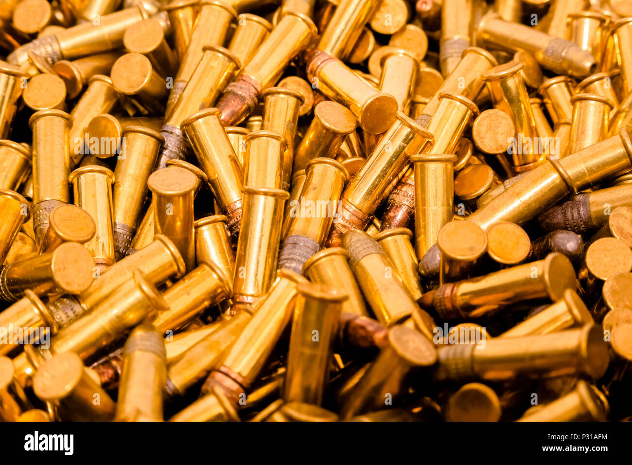 Ammo box full of bullets shot with a macro Stock Photo - Alamy