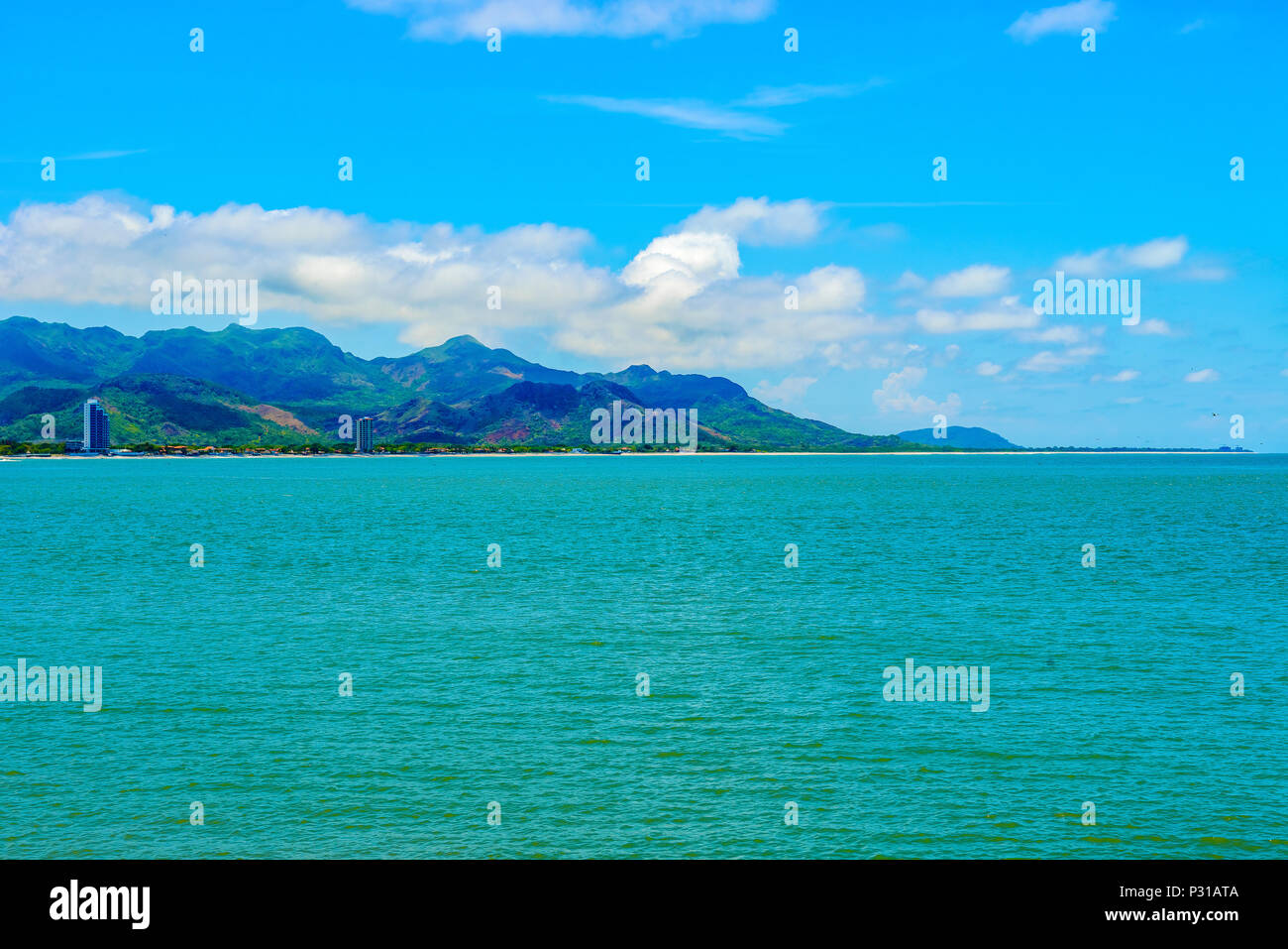 Landscape view at the coastline beaches and houses in Panama near ...