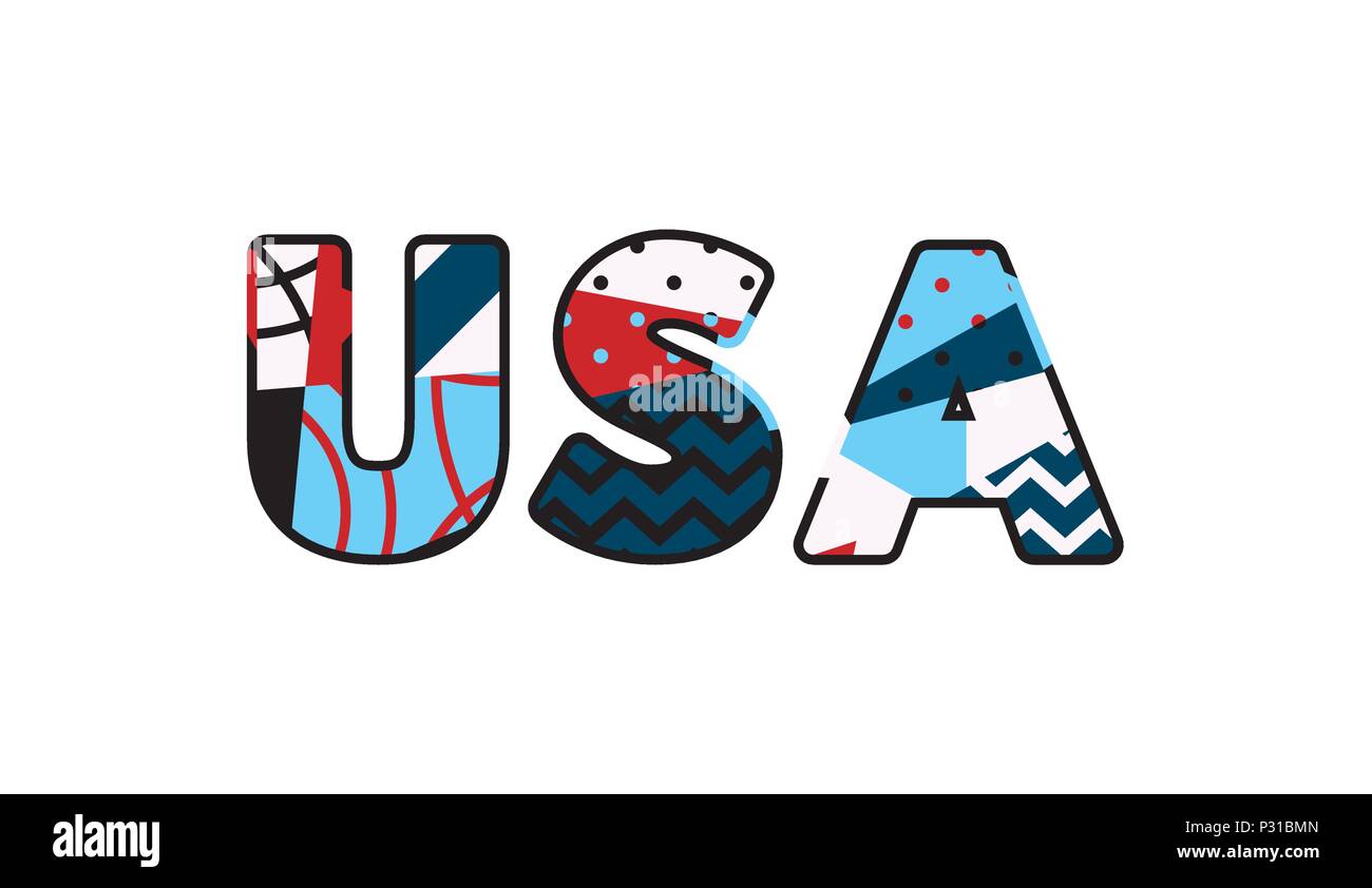 The letters USA concept written in colorful abstract typography. Vector ...