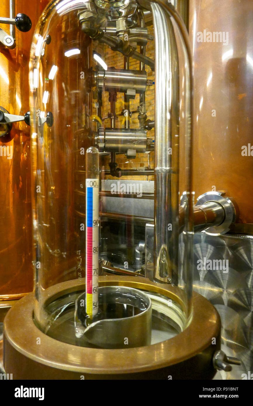 old fashioned copper distillation column at Nolet distillery in ...