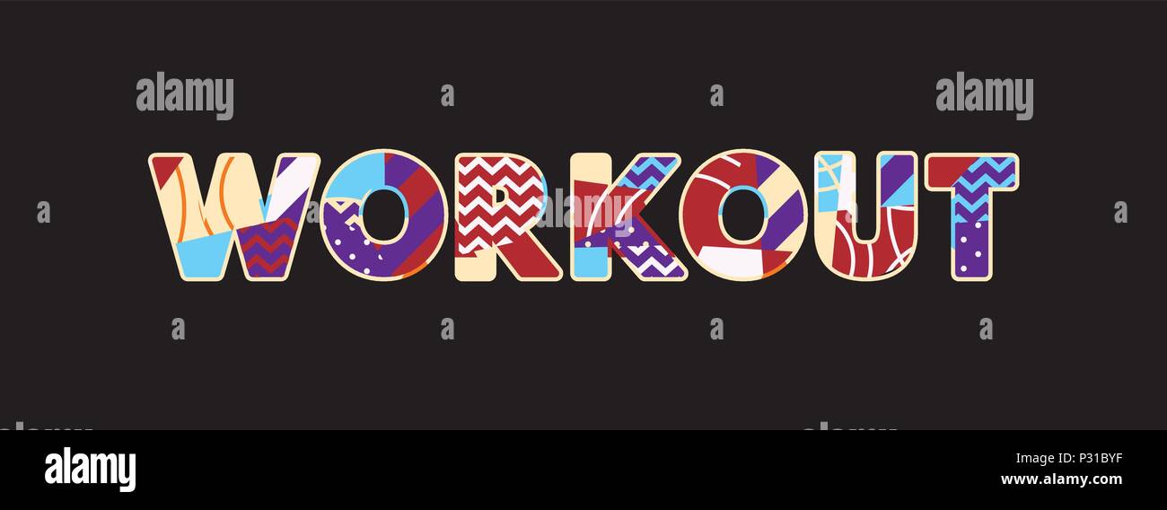 The word WORKOUT concept written in colorful abstract typography ...