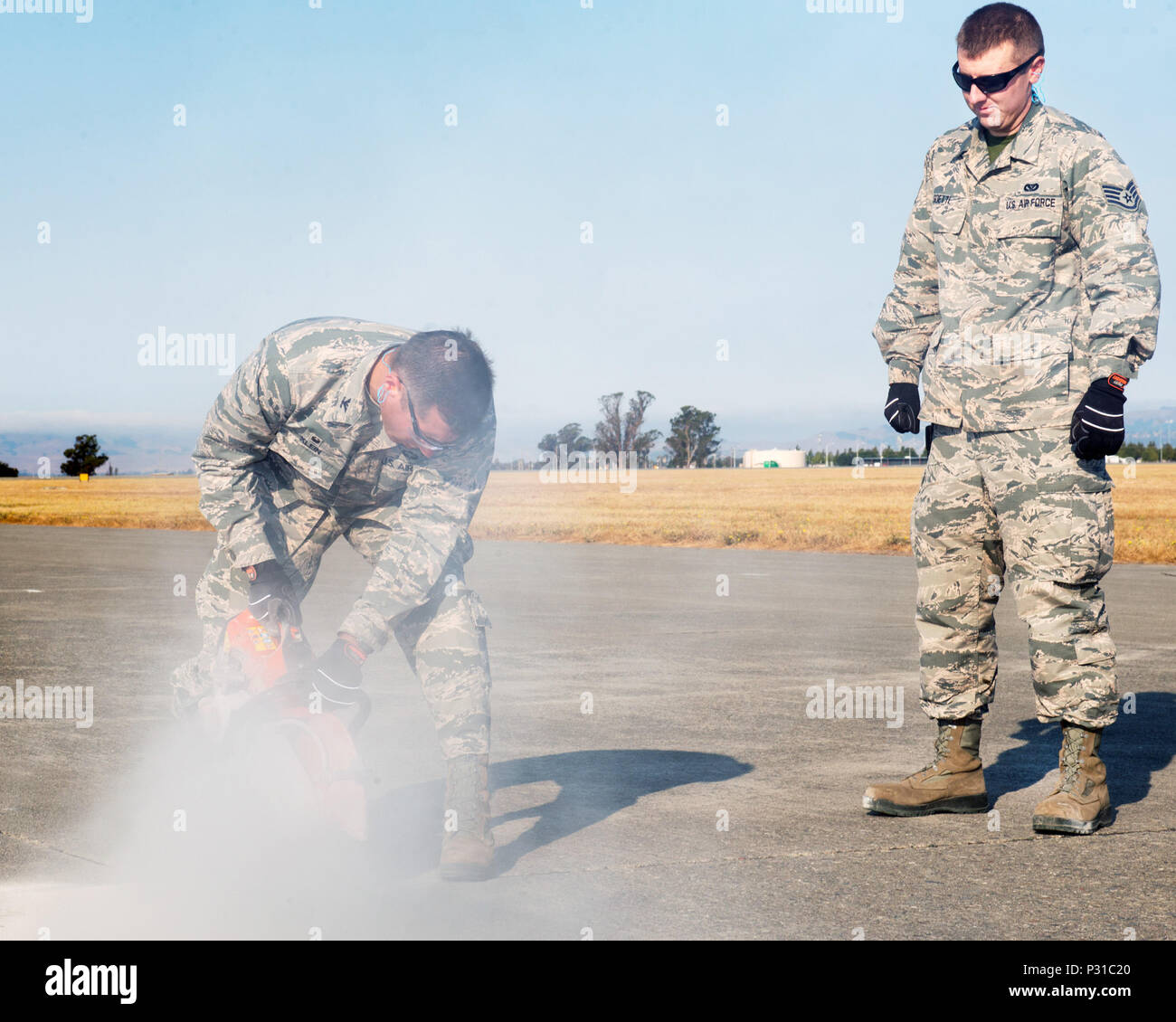U.S. Air Force Staff Sgt, Jake Goettl, NCOIC airfield maintenance, 60th ...