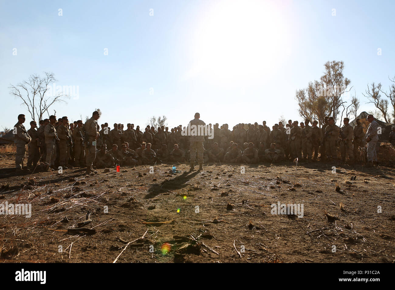Colonel Kevin Norton, commanding officer of 4th Marine Regiment speaks ...