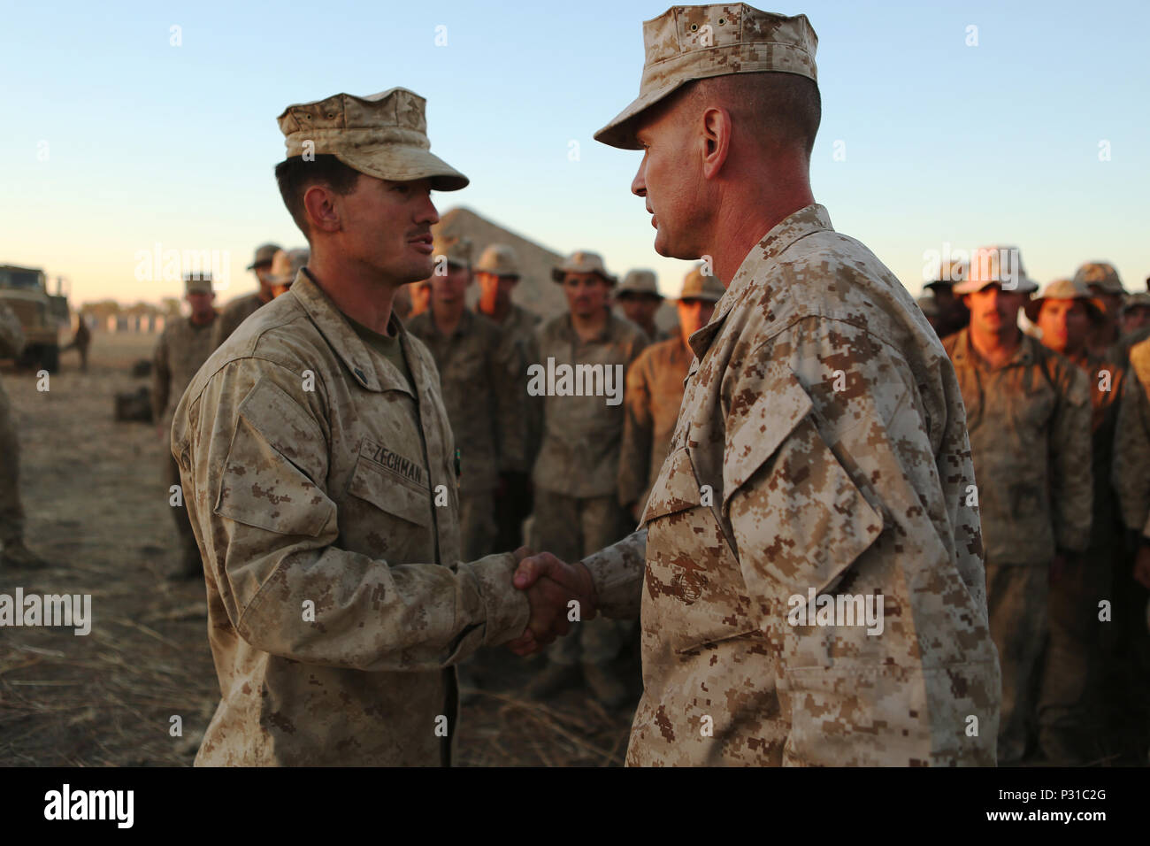 U.S. Marine Corps Col. Kevin Norton, right, commanding officer of 4th ...