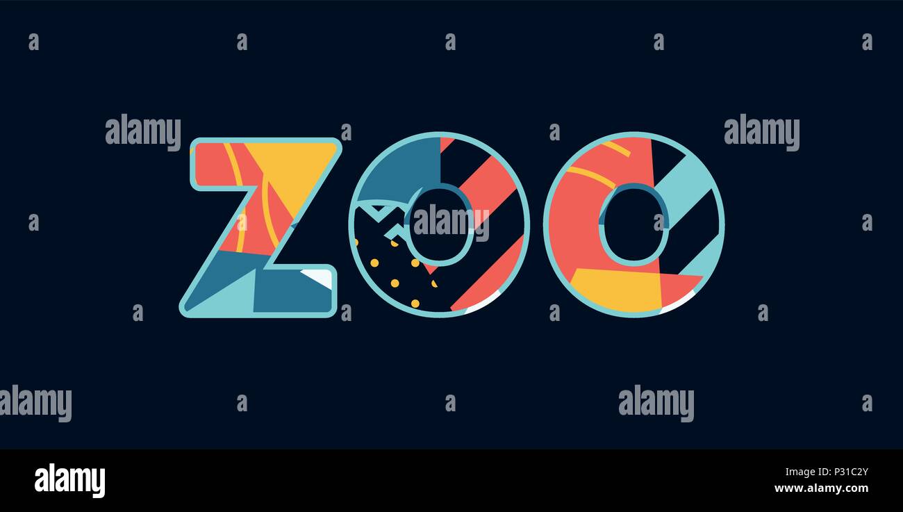The word ZOO concept written in colorful abstract typography. Vector ...