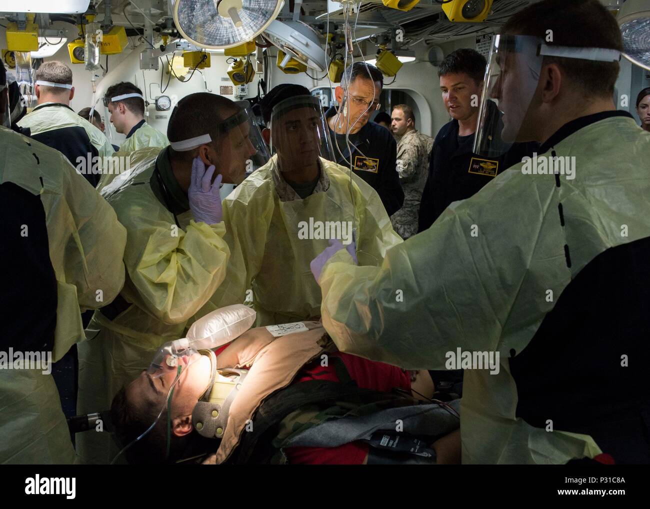 PACIFIC OCEAN (August 21, 2016) – Sailors and Marines provide intensive ...