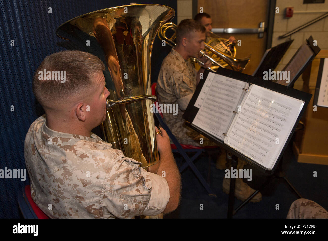 U.S. Marines with the Quantico Marine Corps Band perform during a ...