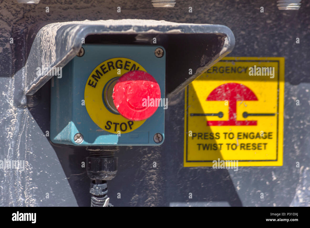 Pushing red emergency stop switch hi-res stock photography and images ...