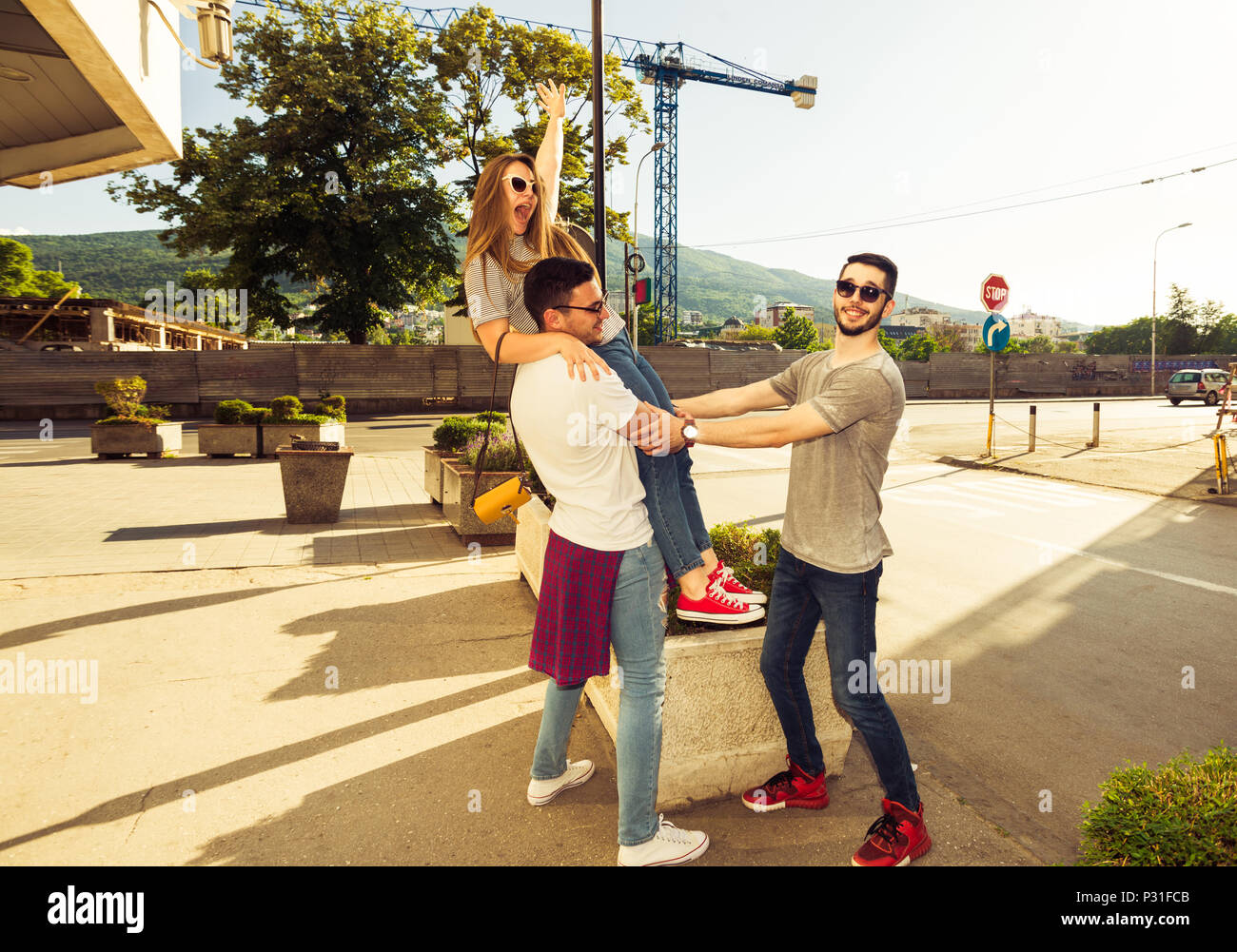 Happy friendship concept with young people having fun together Stock ...