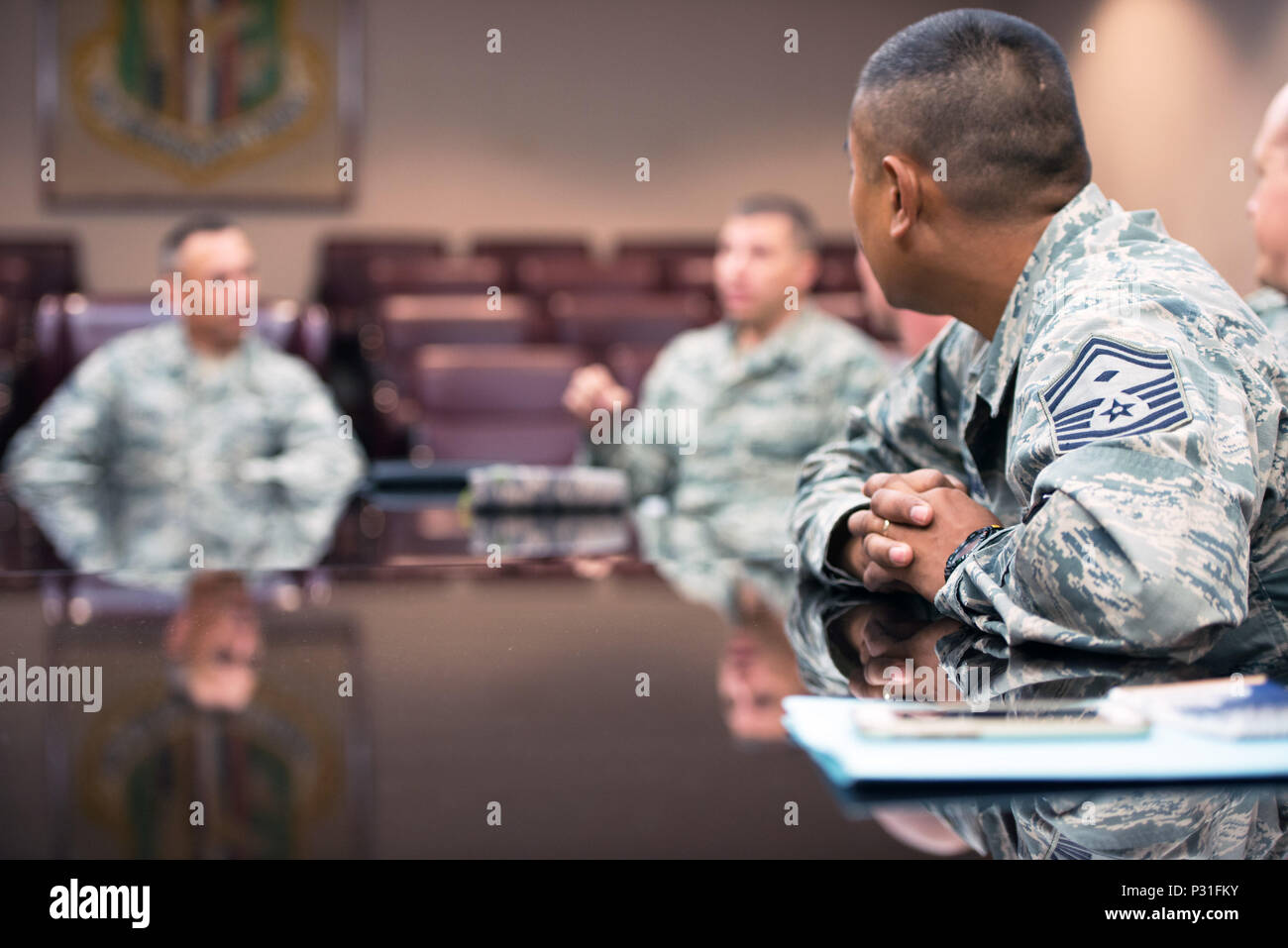 U.S. Air Force Chief Master Sgt. Todd Petzel, Command Chief, 18th Air ...