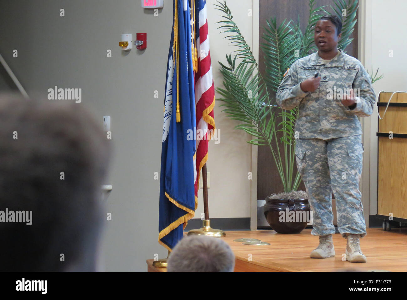 U.S. Army Staff Sgt. Latoya Thompson discusses workers compensation ...