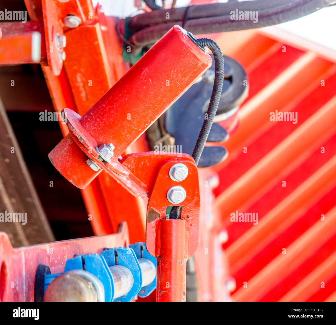 Detail photos of a dump truck at an excavation zone in an area of new ...