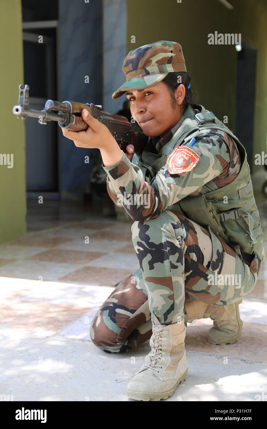 A Zeravani soldier pulls security at a rally point during squad patrol ...