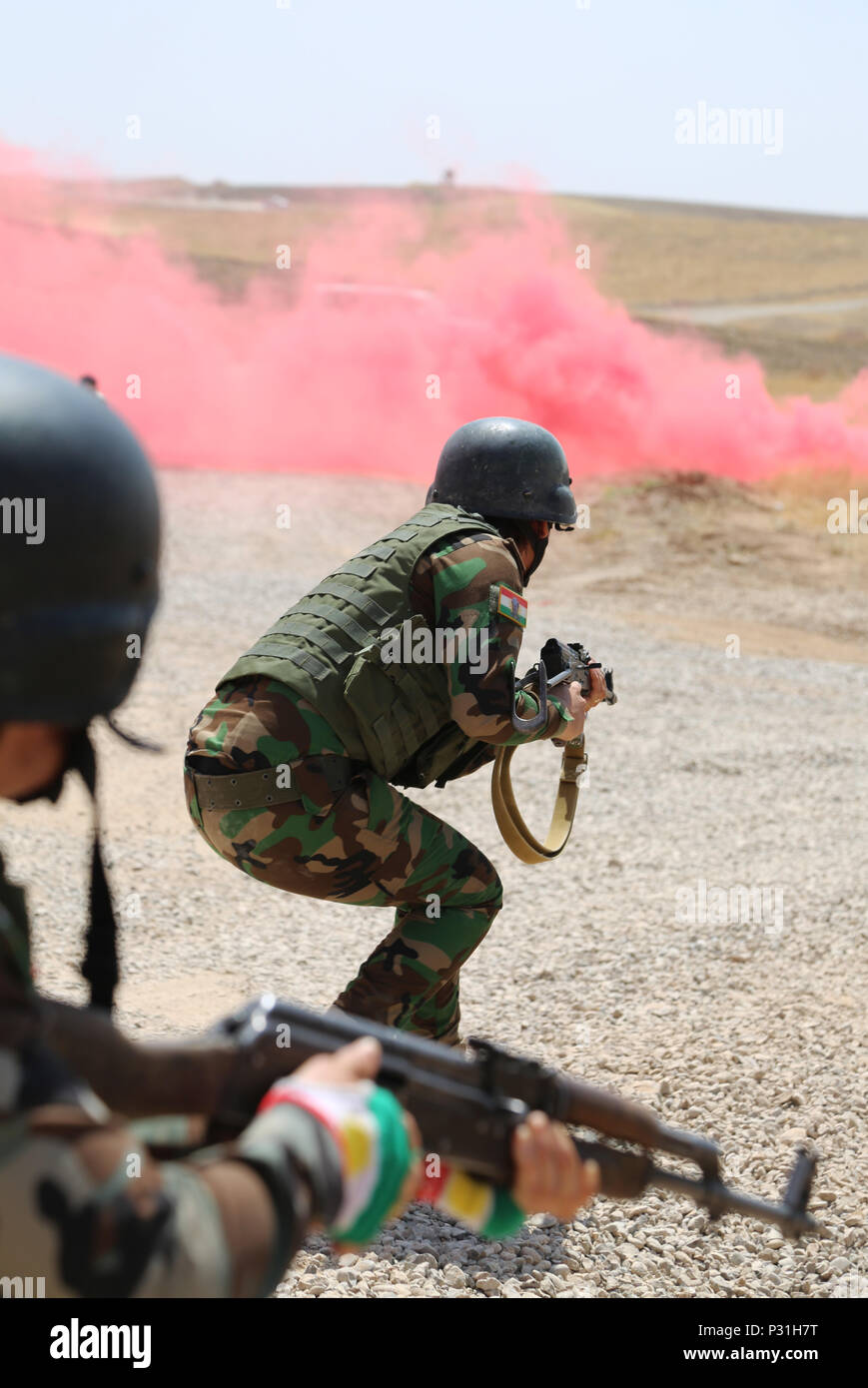 Zeravani, a specialized branch of the Peshmerga soldiers, conduct a ...
