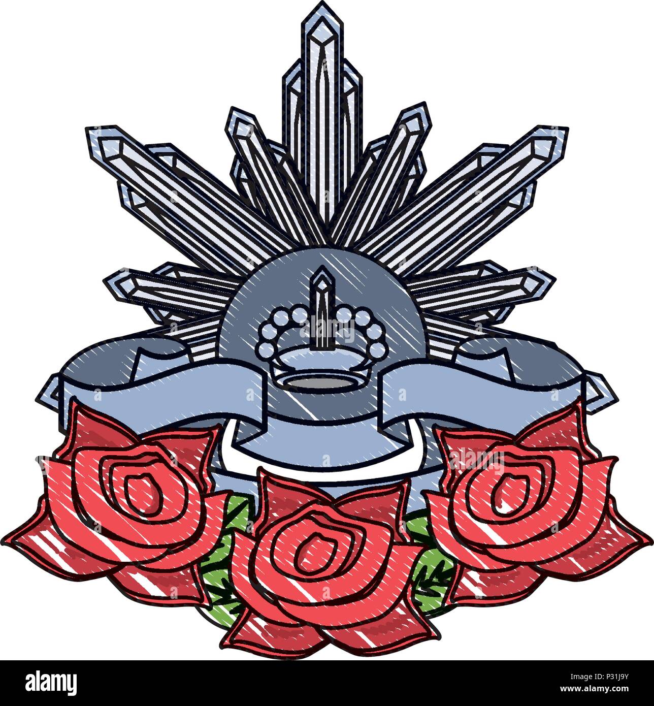Anzac day design with The Rising Sun Badge and poppy flowers over white ...