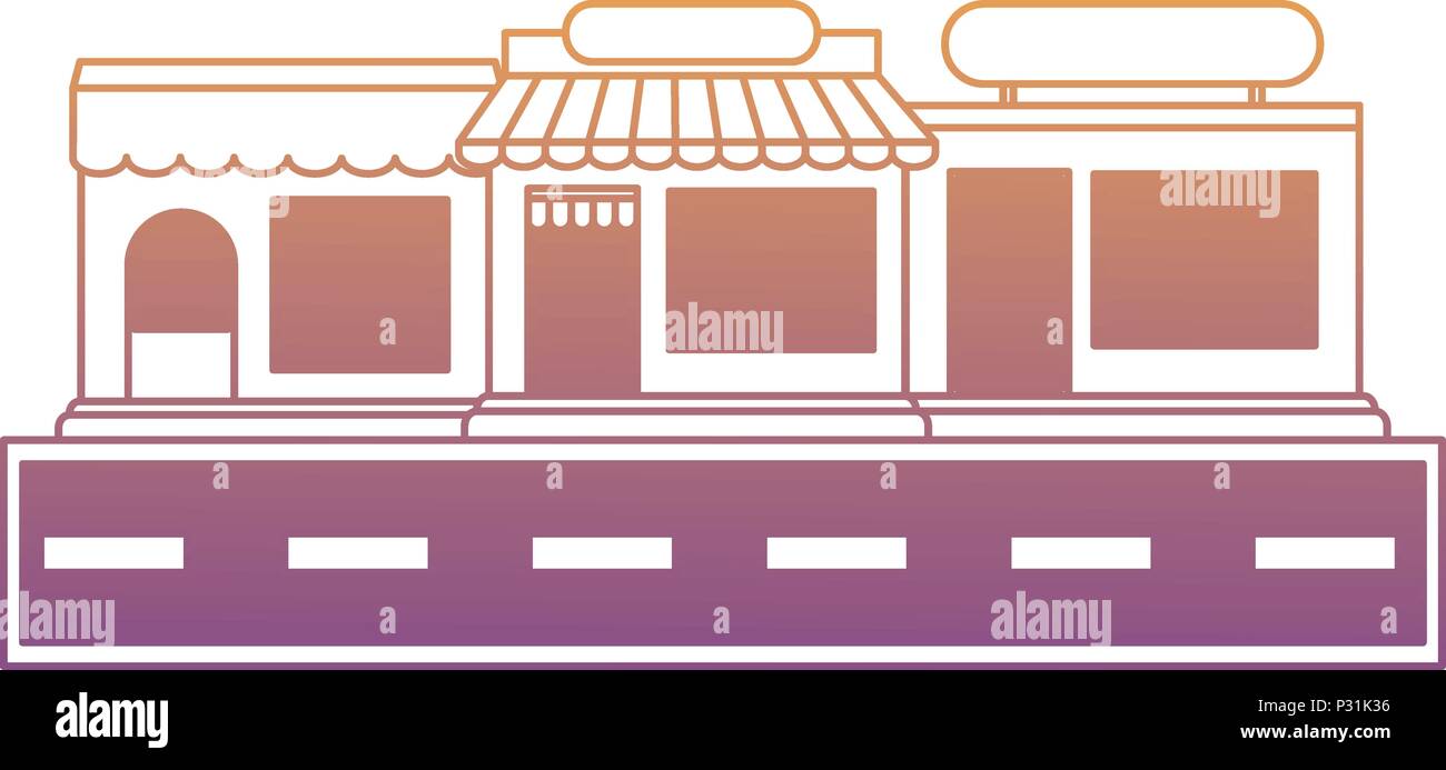 street with stores over white background, colorful design. vector ...