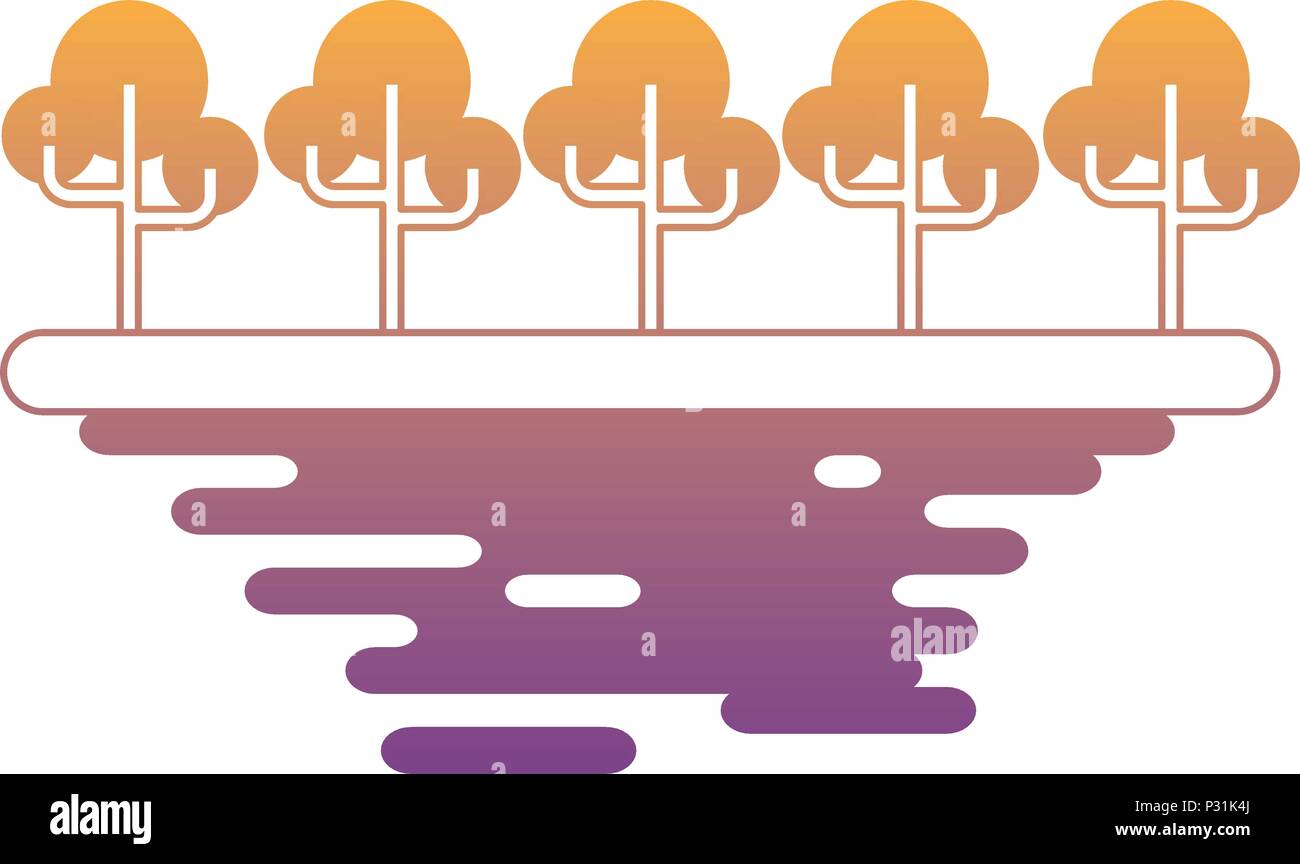 line of trees over white background, colorful design. vector ...